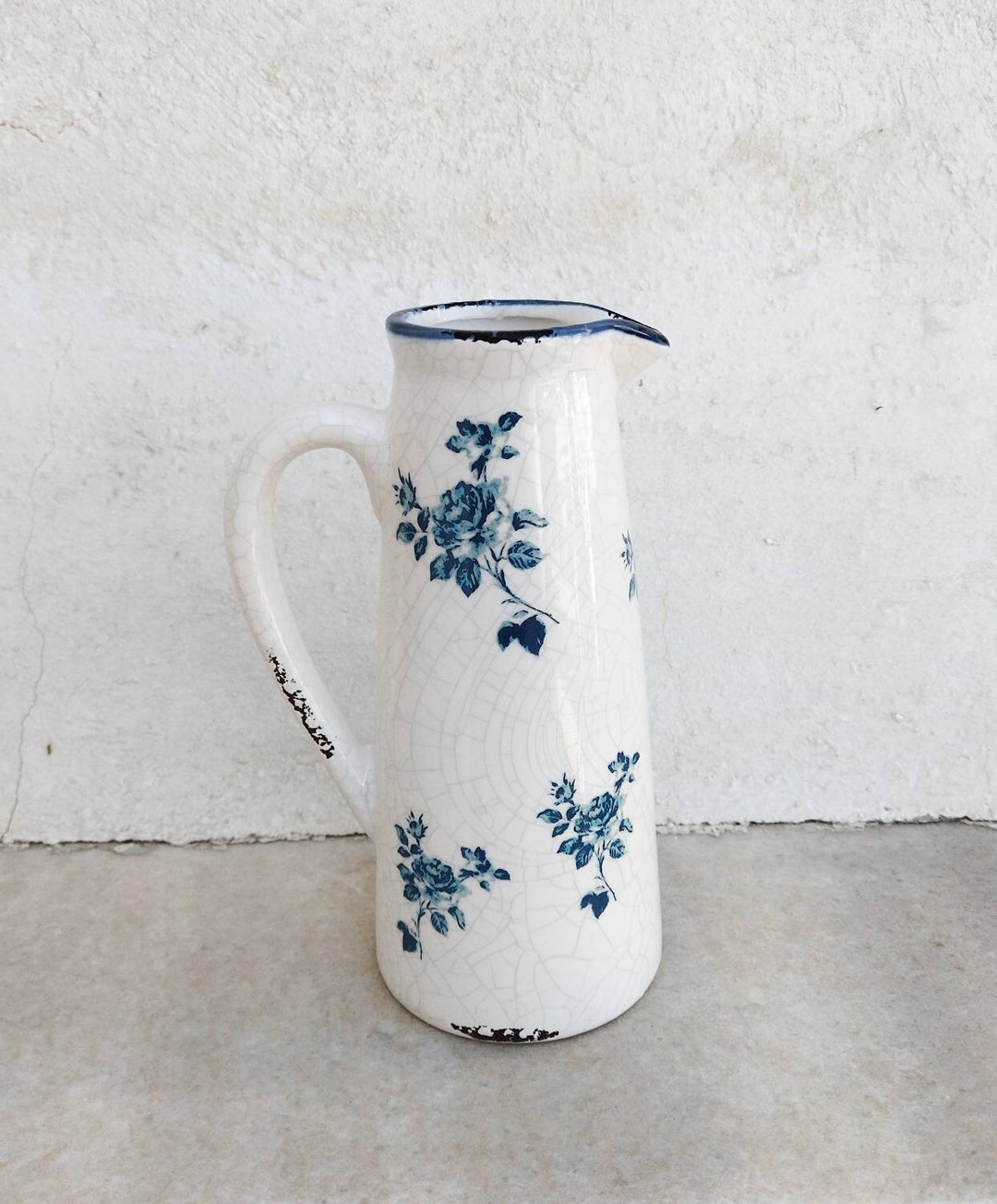 Small Ceramic Pitcher With Roses Theme, Ceramic Flower Jug - Etsy