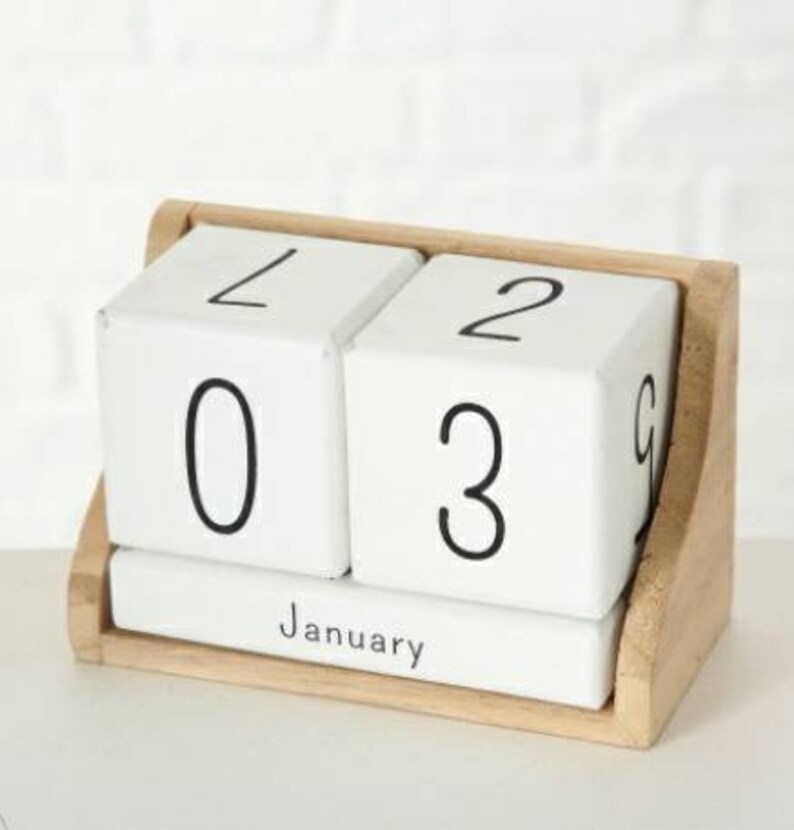 Wooden Block Calendar Perpetual Calendar for the Office | Etsy