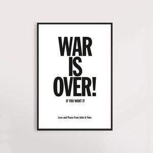 War is Over Art Print, Yoko Ono and John Lennon Print, Iconic War is ...