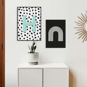 Custom Letter Art Print, Monogram Print, Personalised Gift, Minimal ...