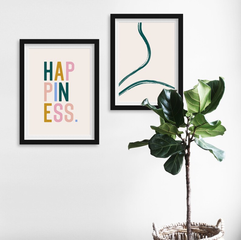 Happiness Typography Art Print - Etsy