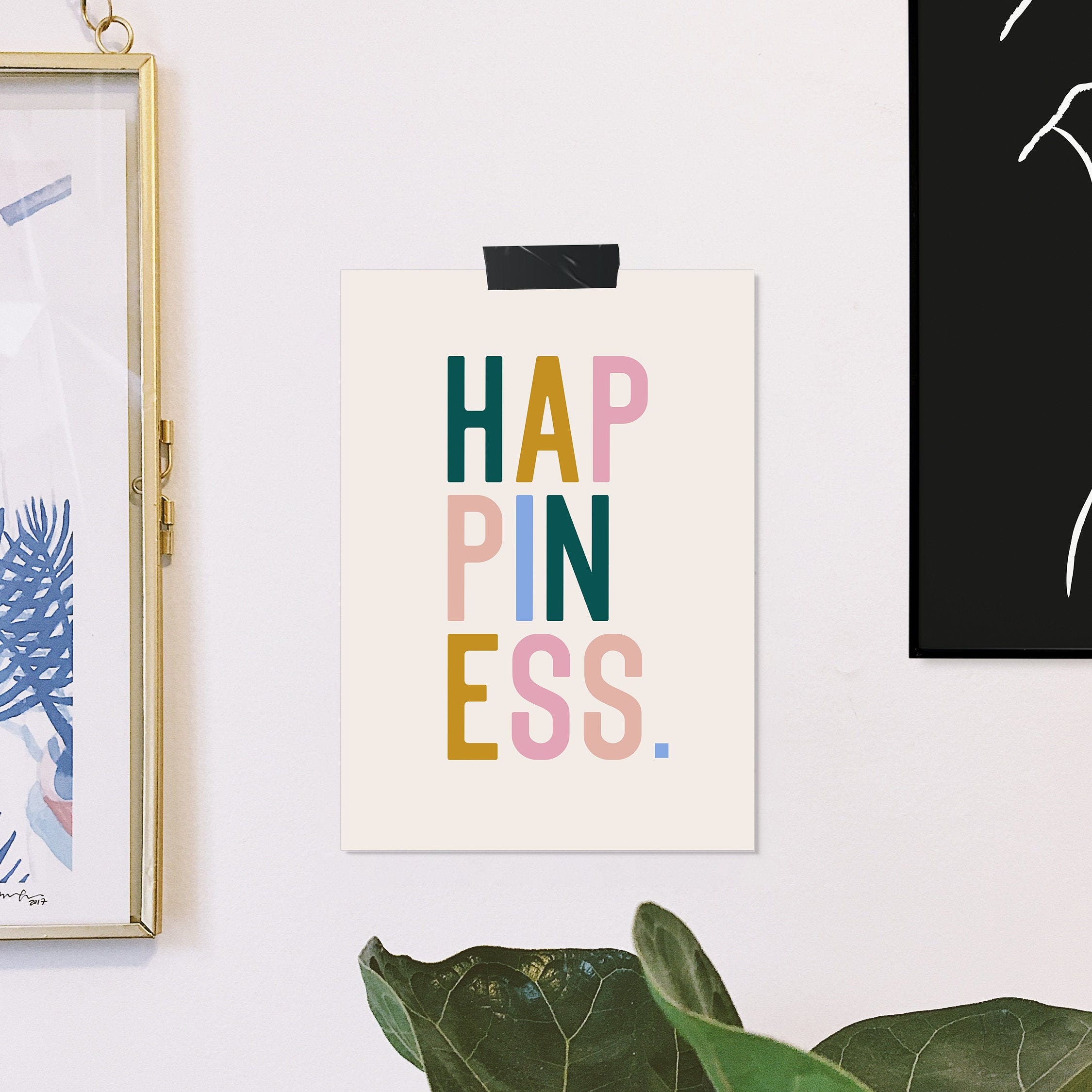 Happiness Typography Art Print | Etsy