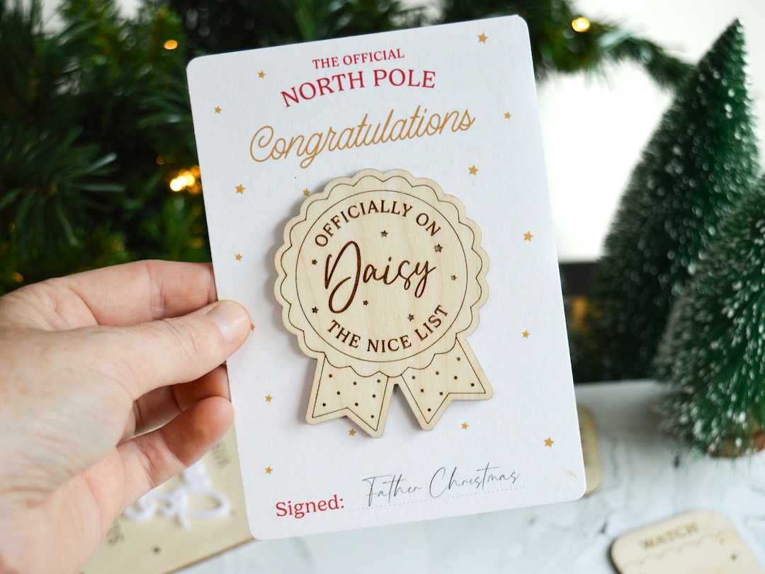 Personalised Nice List Badge, Personalised Wooden Nice List Christmas ...