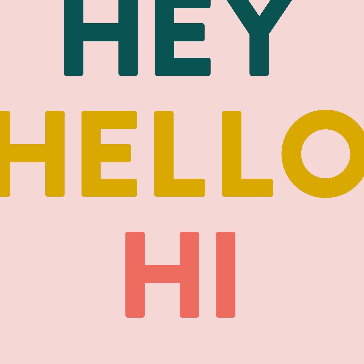 Hey Hello Hi Typography Art Print - Etsy UK