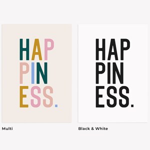 Happiness Typography Art Print - Etsy