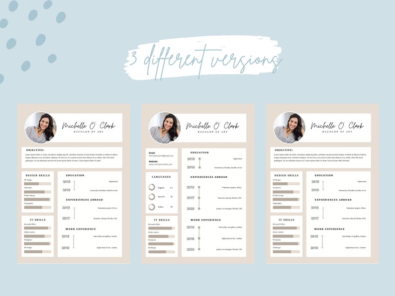 Resume Template CV Digital Download Print Circulum Vitae Canva - Etsy