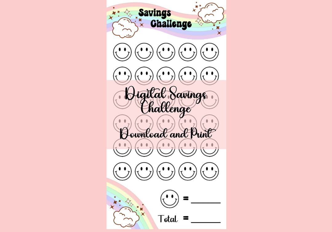 Smiley Face Savings Tracker | Digital Download | Printable | Saving ...