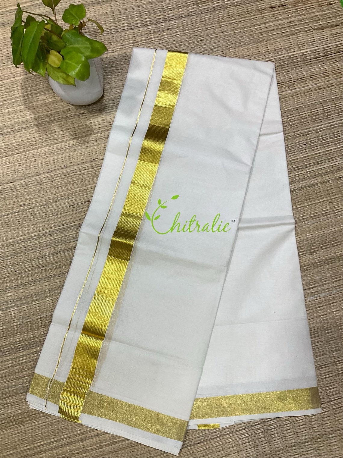 Men's Kerala Gold Kasavu Dhoti / Double Mundu/ Veshti/ - Etsy