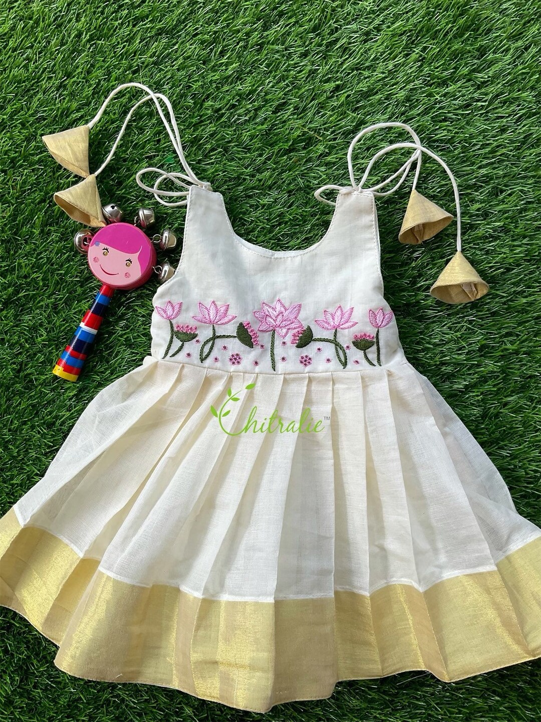 Pink Lotus Handcrafted Kerala Handloom Knot Frock/ Knot Frock - Etsy