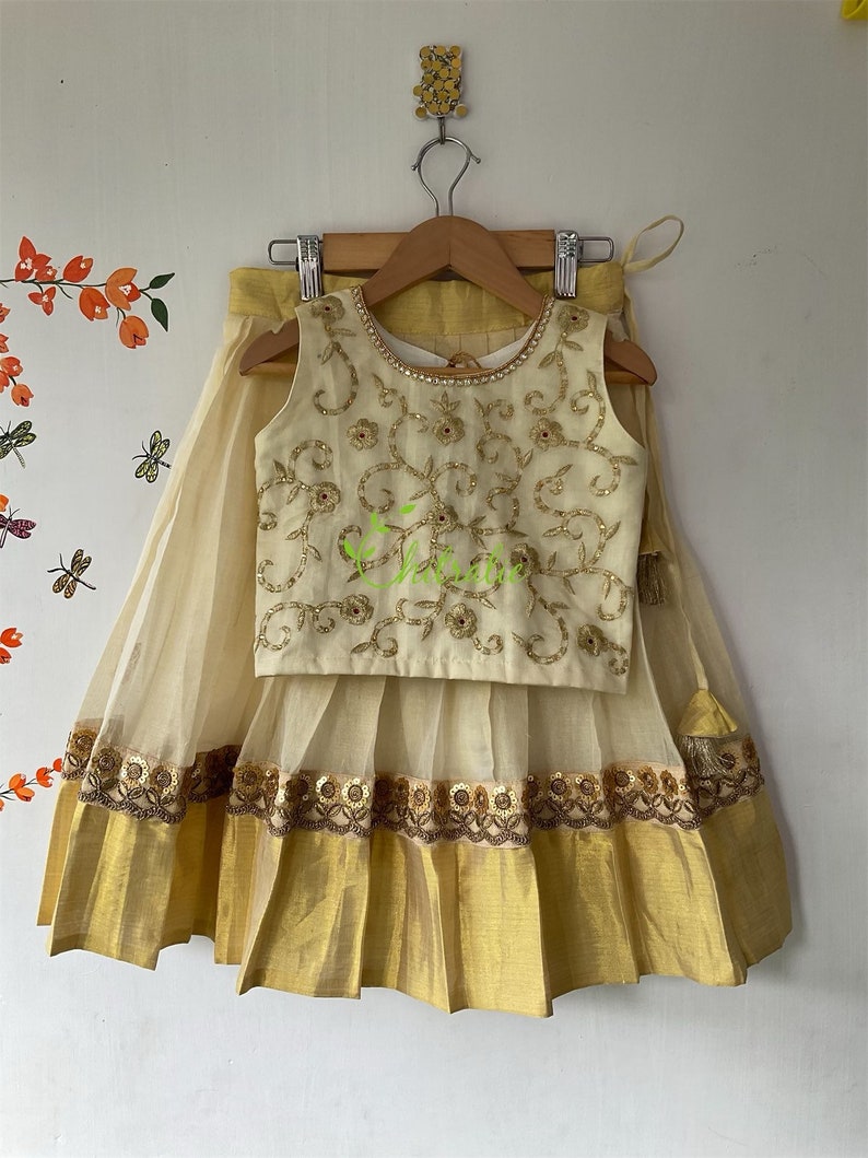 Kerala Traditional Wear For Onam Gold Kasavu Sibling Set Made Etsy
