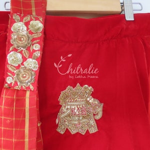 Girls Elephant Boarder Red Lehenga With Off Shoulder Choli/ | Etsy