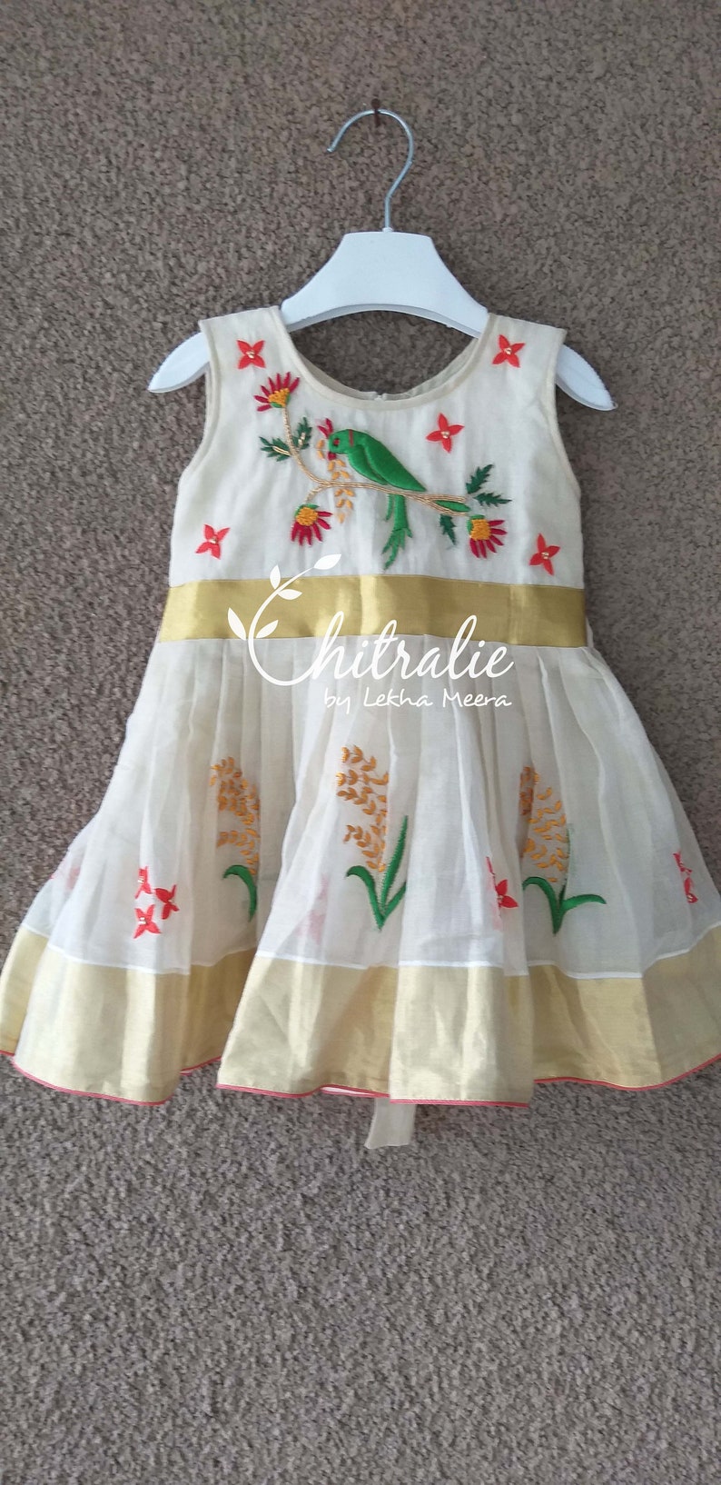 Handloom Frock: Gold Kasavu, Kerala Indian Ethnic Wear - Etsy
