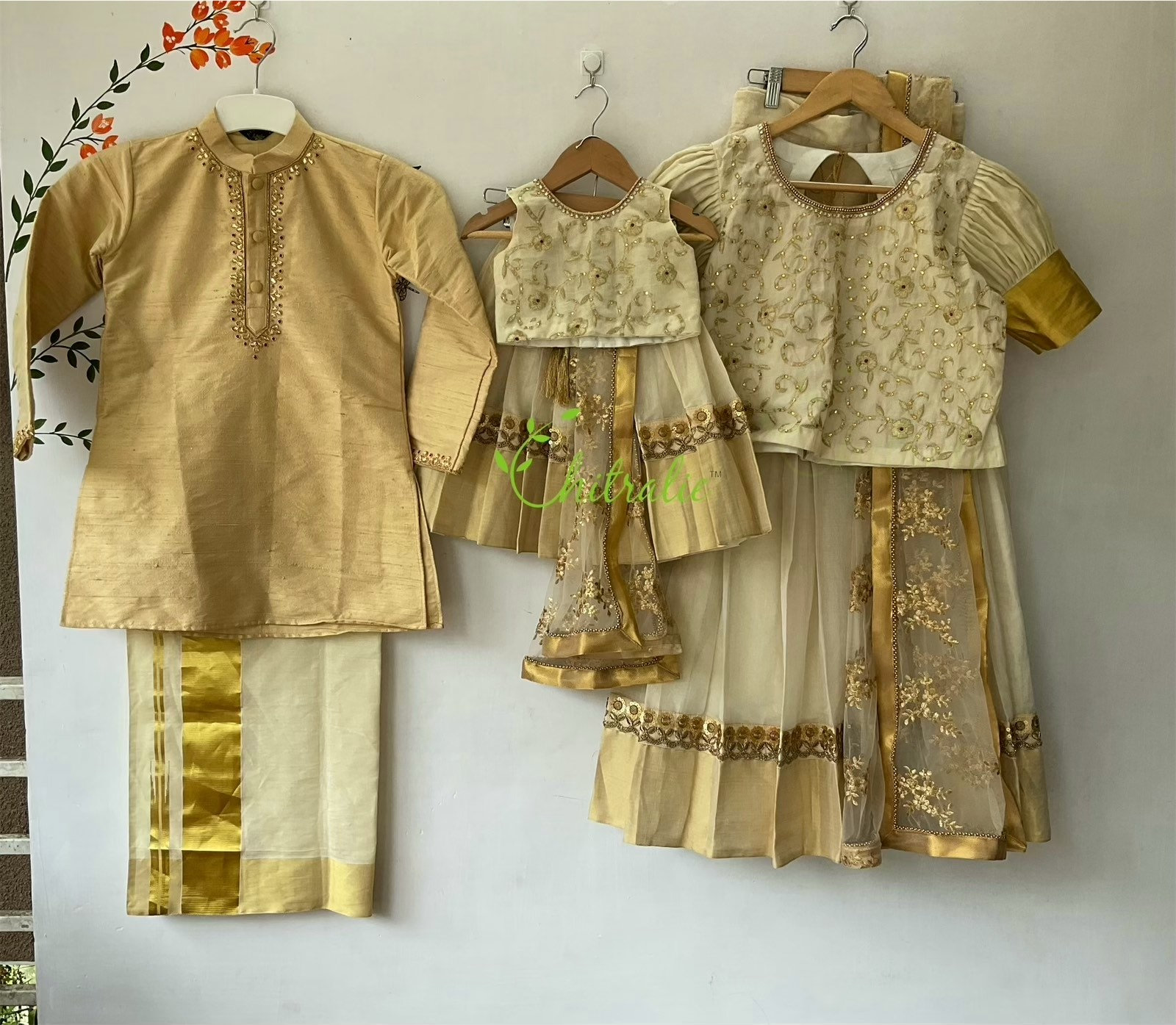 Kerala Traditional Wear for Onam/ Gold Kasavu Sibling Set Made - Etsy