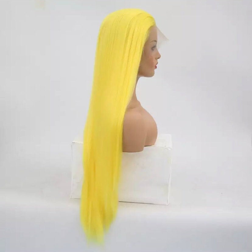 The Kylie Bright Yellow Lace Front Wig | Etsy