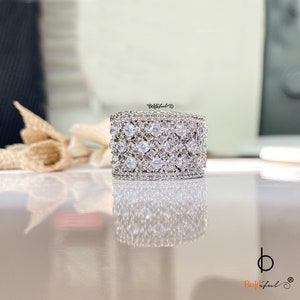 Empyrean Wide Silver Band | Wide Flat Ring With Bands| Statement Ring ...