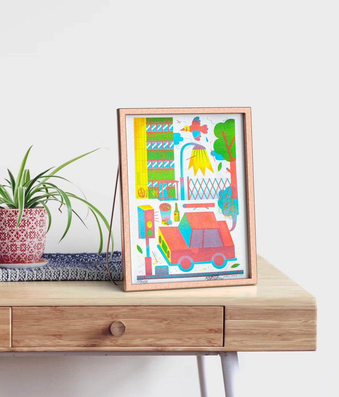 Risography Art Print Illustration city Life DINA4 - Etsy