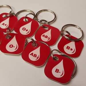 Blood Group Keyring ***can Be Personalised With Names - Etsy