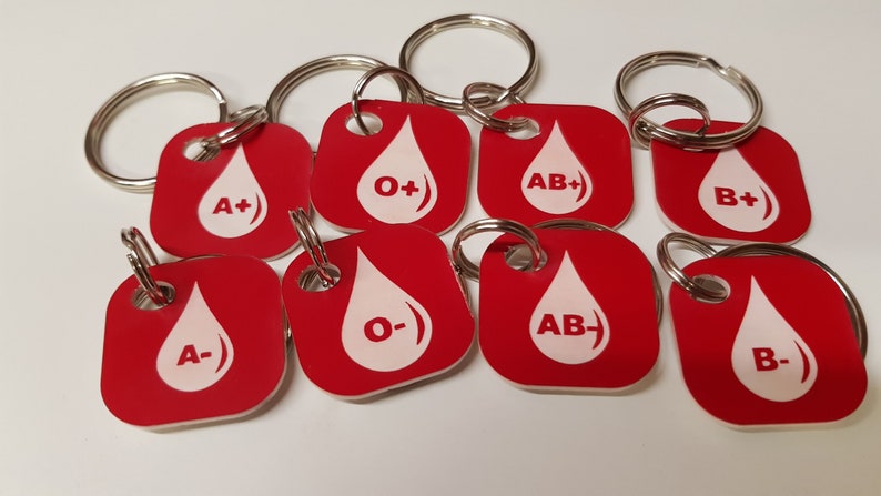 Blood Group Keyring ***can Be Personalised With Names - Etsy