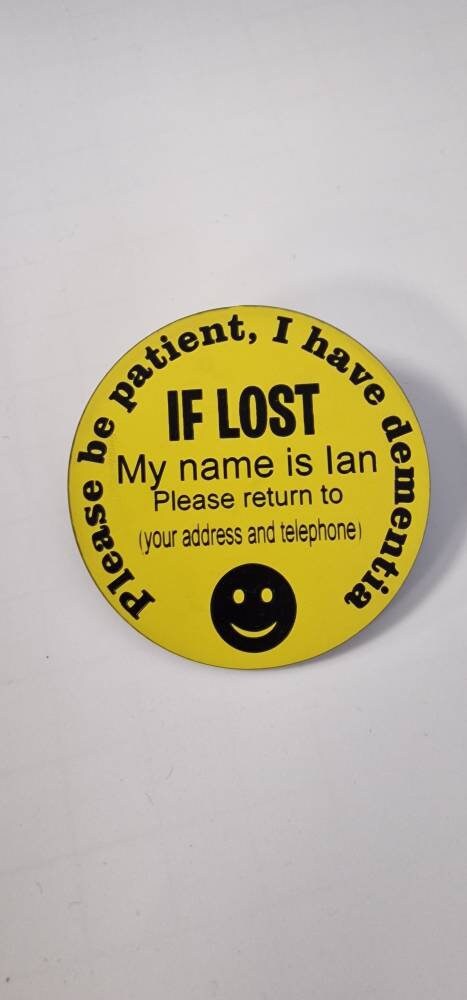 Personalised - Dementia Badge -lost Person - Etsy