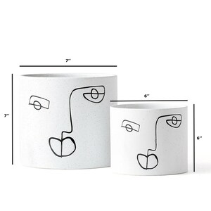 Kimisty Set 2 Ceramic Nordic Face Planters, 7 & 6 Inch Modern Planters ...