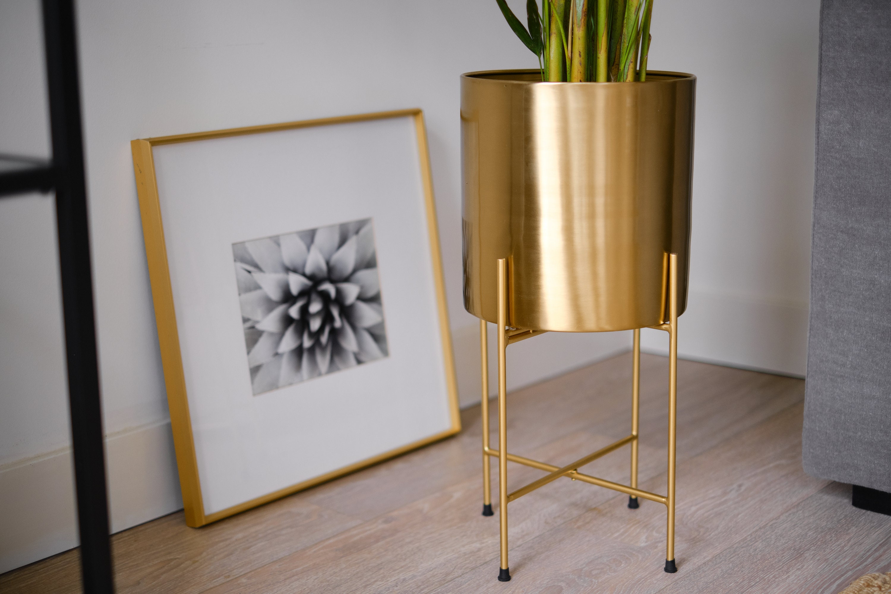 Modern Floor Planter Large Brass Gold Planters With Stand 10 - Etsy
