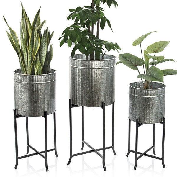 Galvanized Planters - Etsy