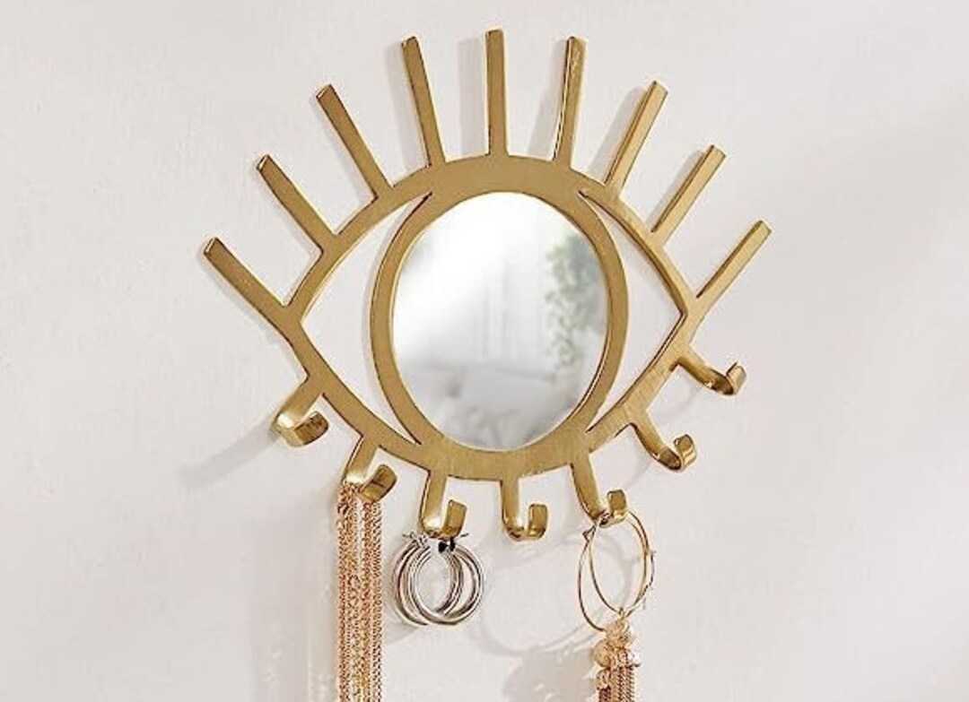 Kimisty Wall Hanging Eye Mirror Boho Gold Metal Mirror With Jewelry ...