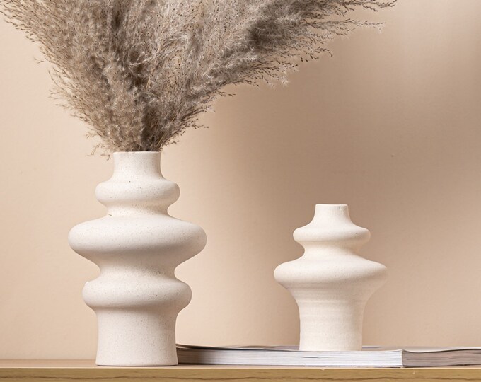 White Ceramic Vases, White Boho Vases, Modern Decor, Home Decor ...