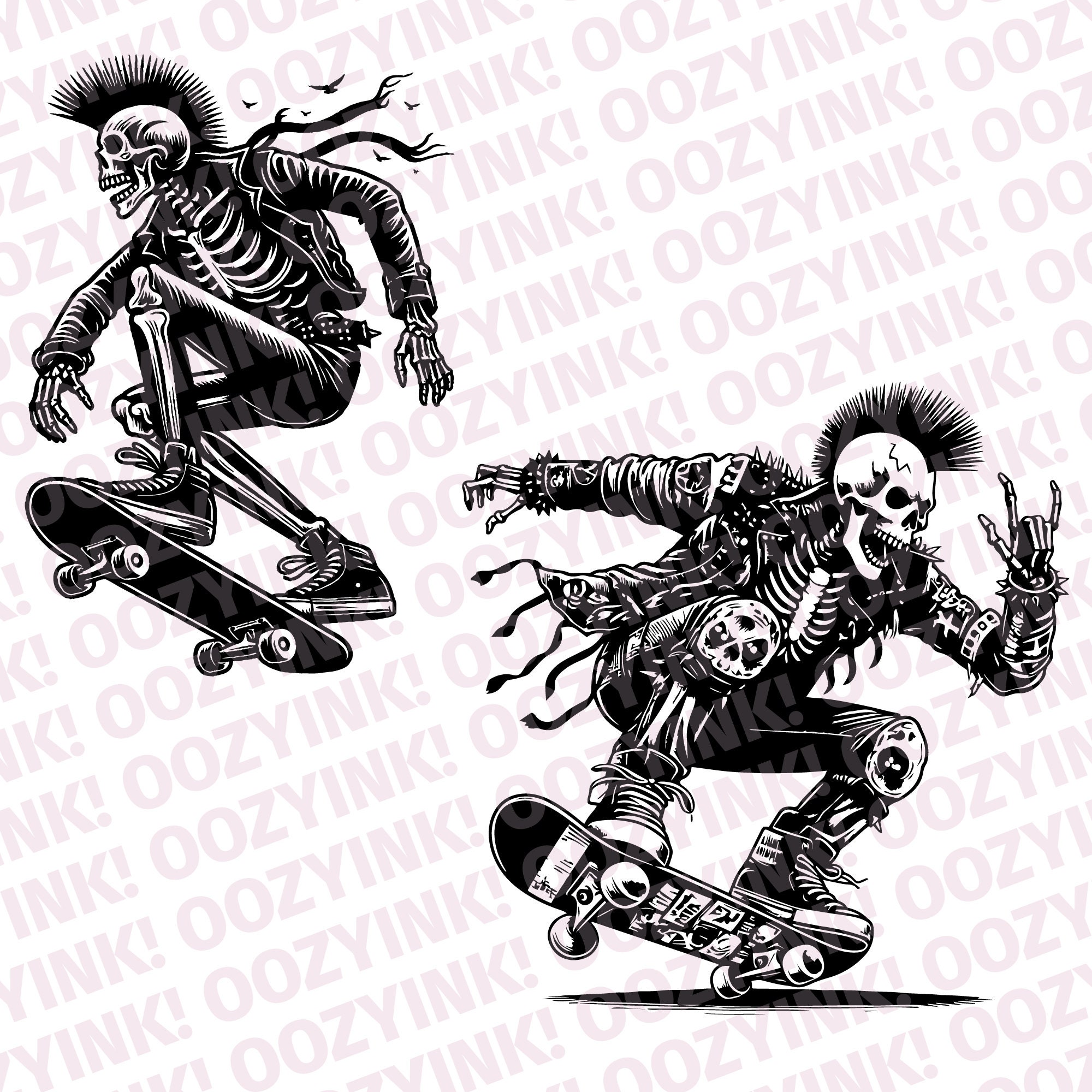 Skater Skeletons Skating on a Skateboard With a Fire Ball SVG PNG ...