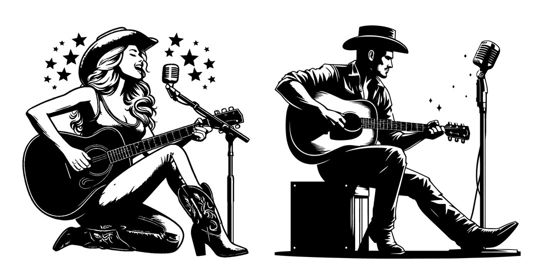 Country Music / Folk Music/ Americana Singers Guitar SVG PNG Digital ...