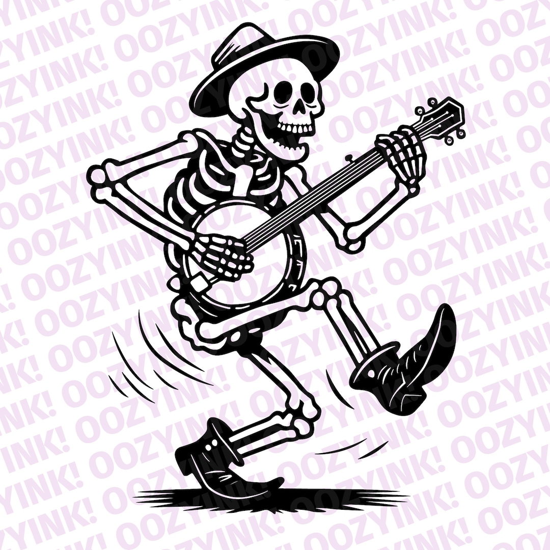 Banjo Skeleton SVG PNG Digital Download for for Screen Printing ...