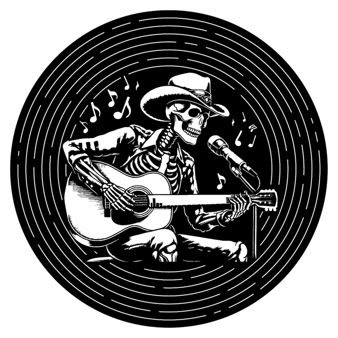 Country Music / Folk Music/ Americana Skeleton Guitar SVG PNG Digital ...