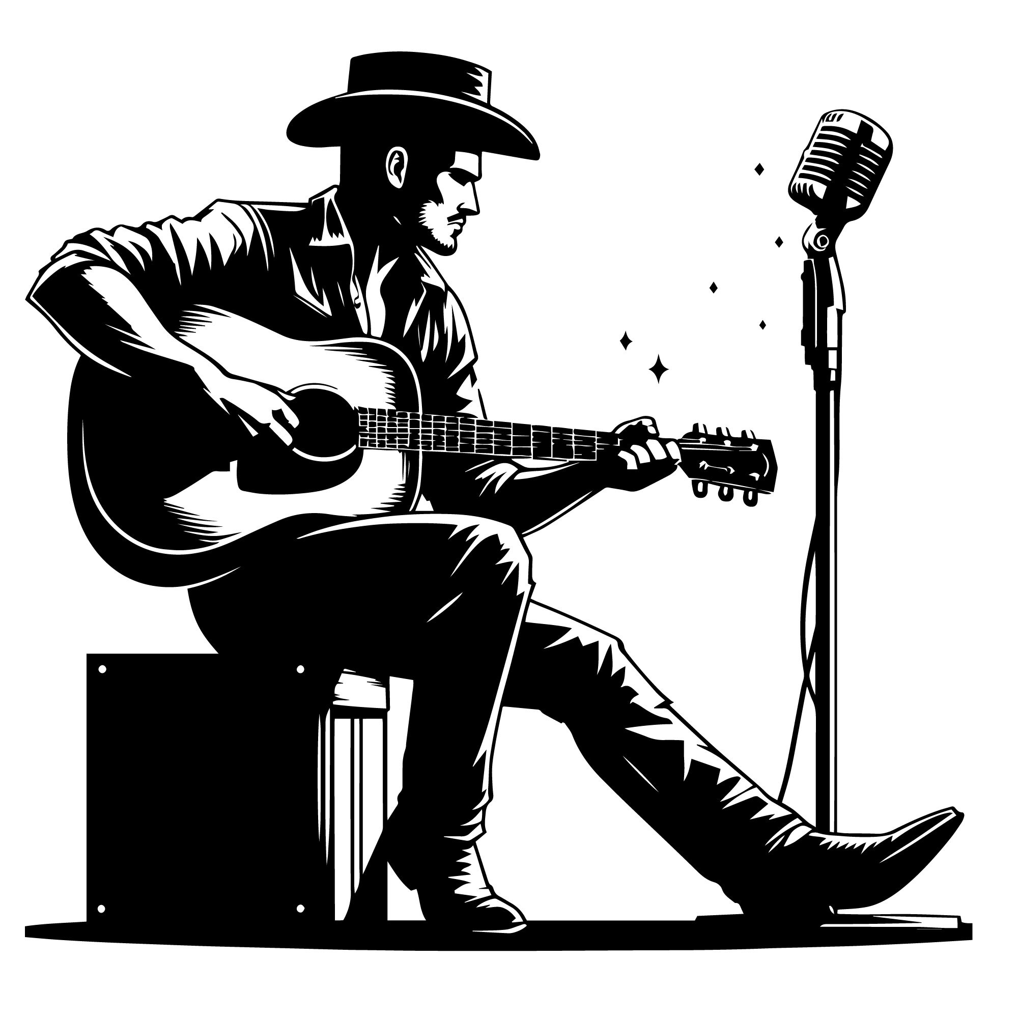 Country Music / Folk Music/ Americana Singers Guitar SVG PNG Digital ...