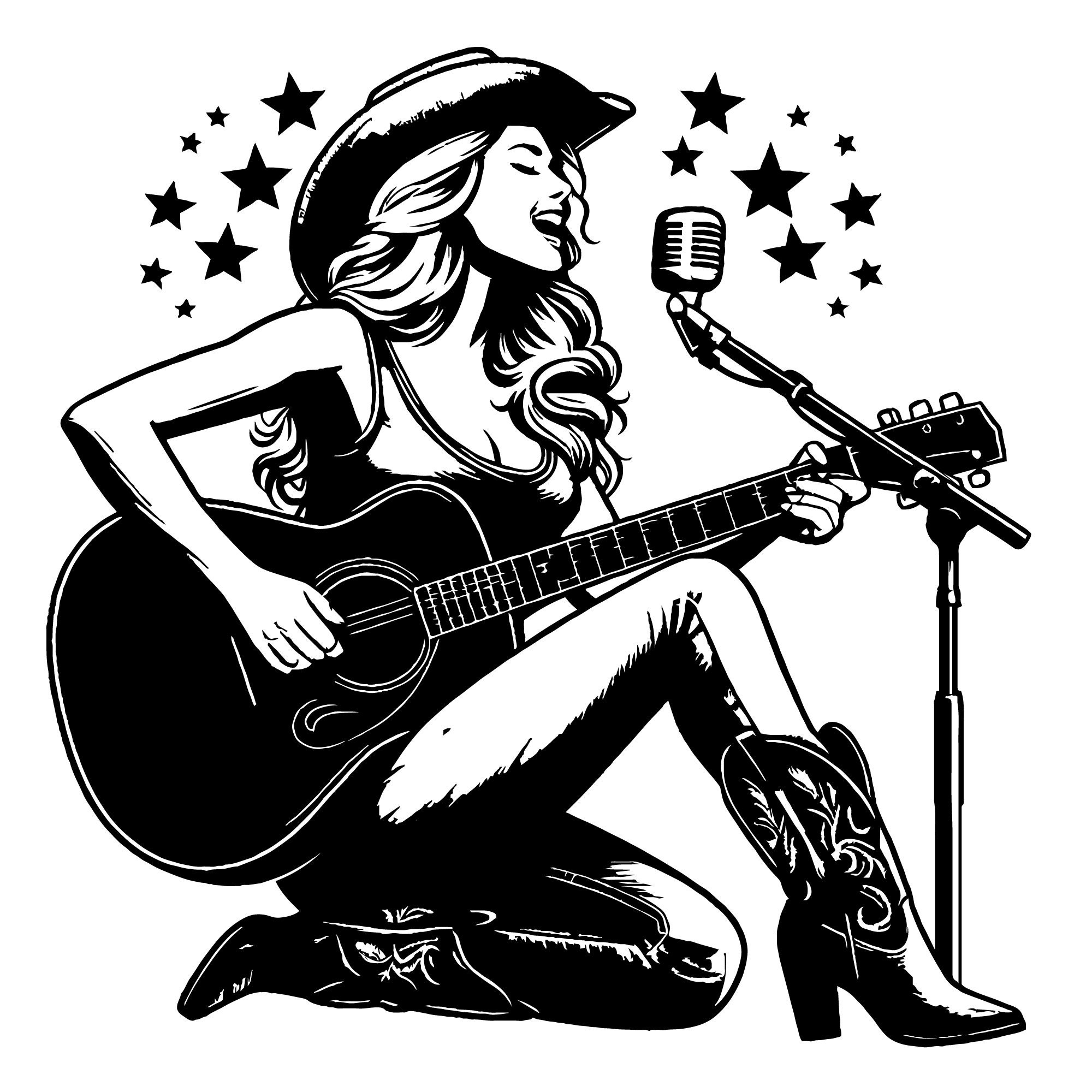Country Music / Folk Music/ Americana Singers Guitar SVG PNG Digital ...