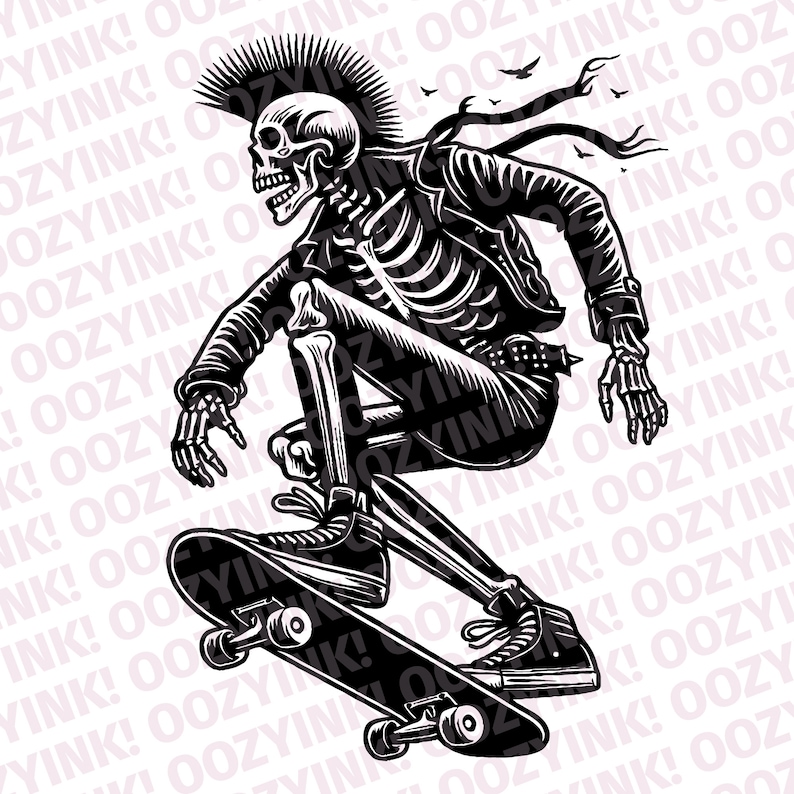 Skater Skeletons Skating on a Skateboard With a Fire Ball SVG PNG ...