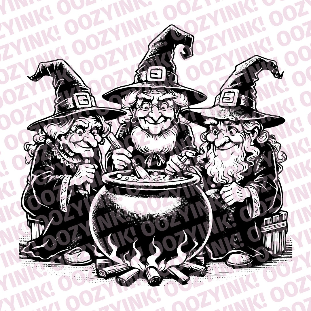 Witches and Wizard Around a Cauldron SVG PNG Digital Download for ...