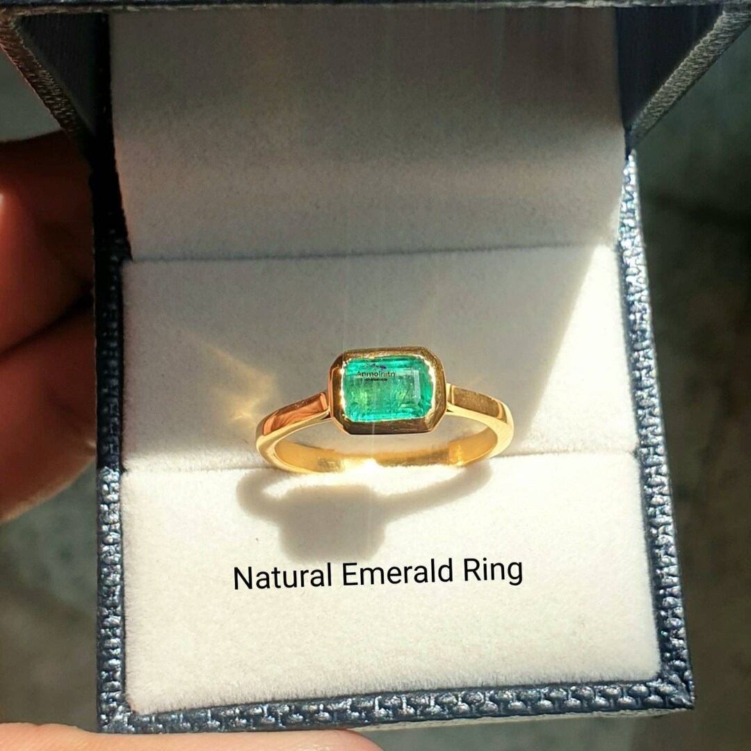Emerald Cut Emerald Ring Octagon Emerald Stacking Ring for Women Vivid ...