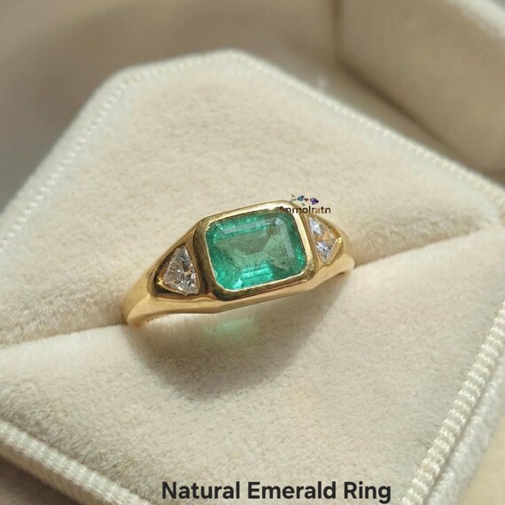 Raw Emerald Signet Ring