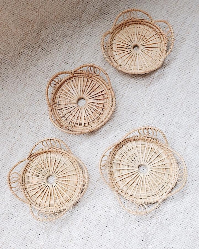 Daisy Rattan Woven Coasters Set of 4 - Etsy