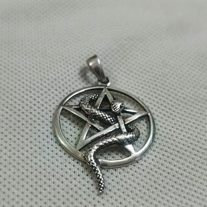 Handmade Pentagram Snake 92.5 Sterling Silver Pendant Pentacle Star ...