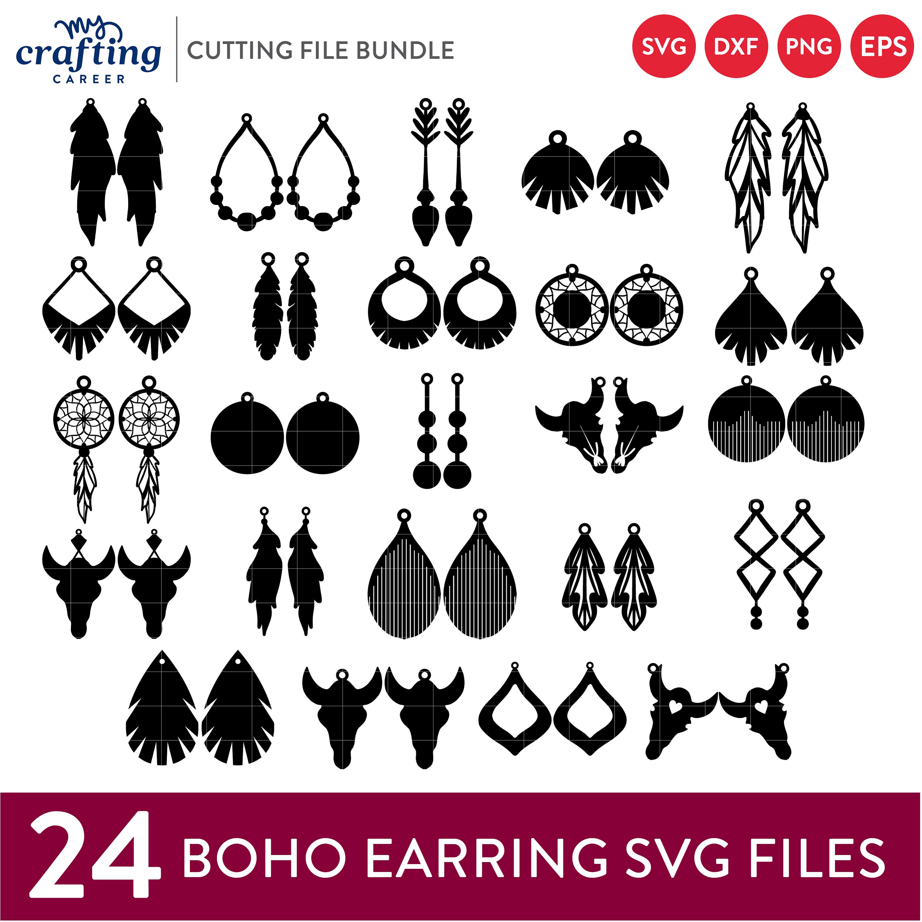Boho Earrings Svg Fringe Earrings Svg Fles for Cricut | Etsy