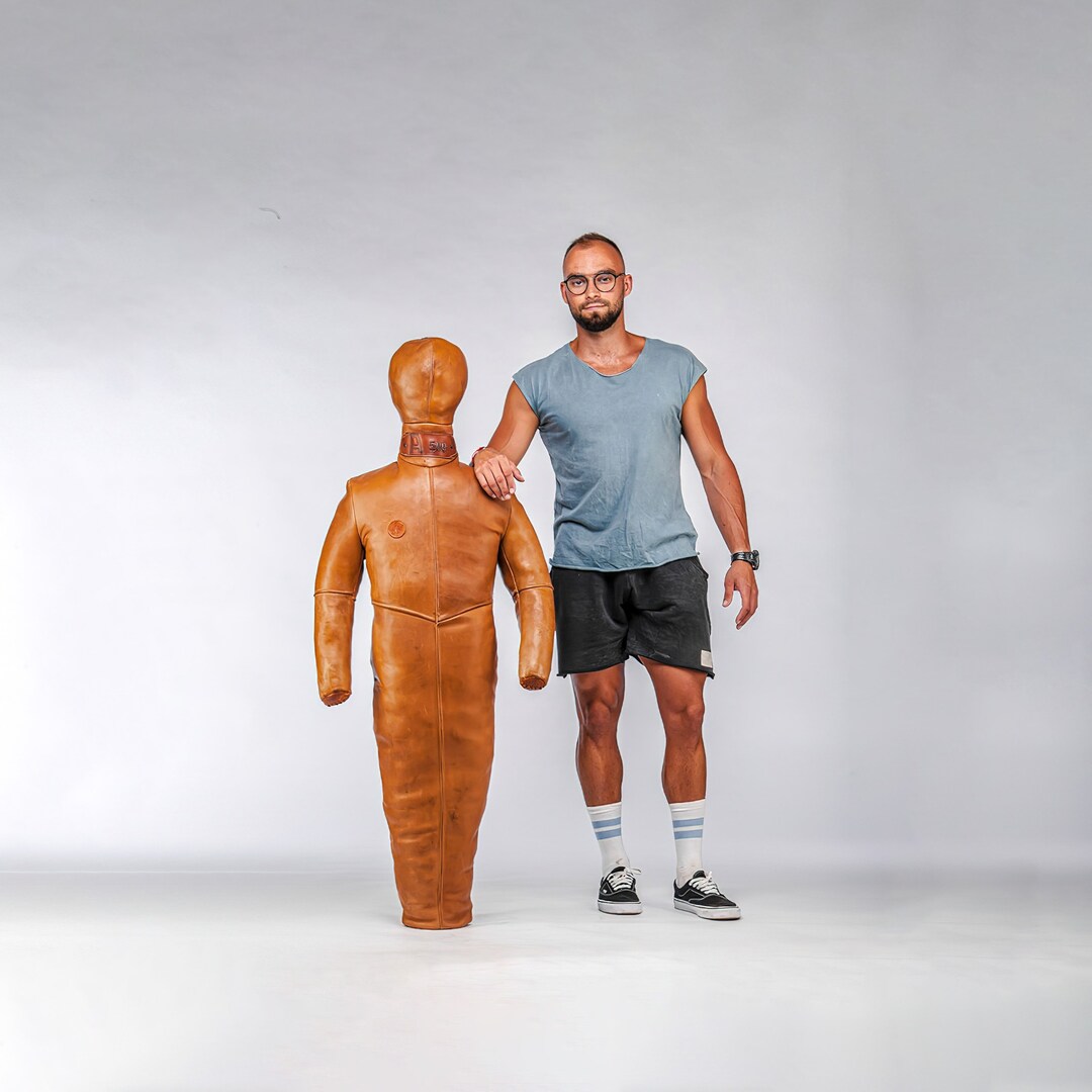 Leather Vintage Boxing Dummy - Brown Leather Original Gym Equipment ...