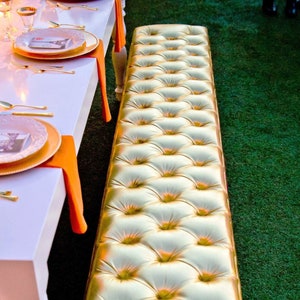 Tufted Gold Bench, Gold Bench Seat, Gold Faux Leather Tutfed Bench - Etsy
