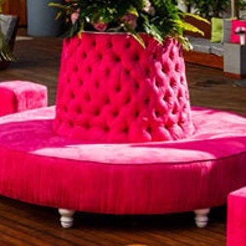 Circle Sofa Pink Round Bench Banquette Tufted Circular Booth - Etsy