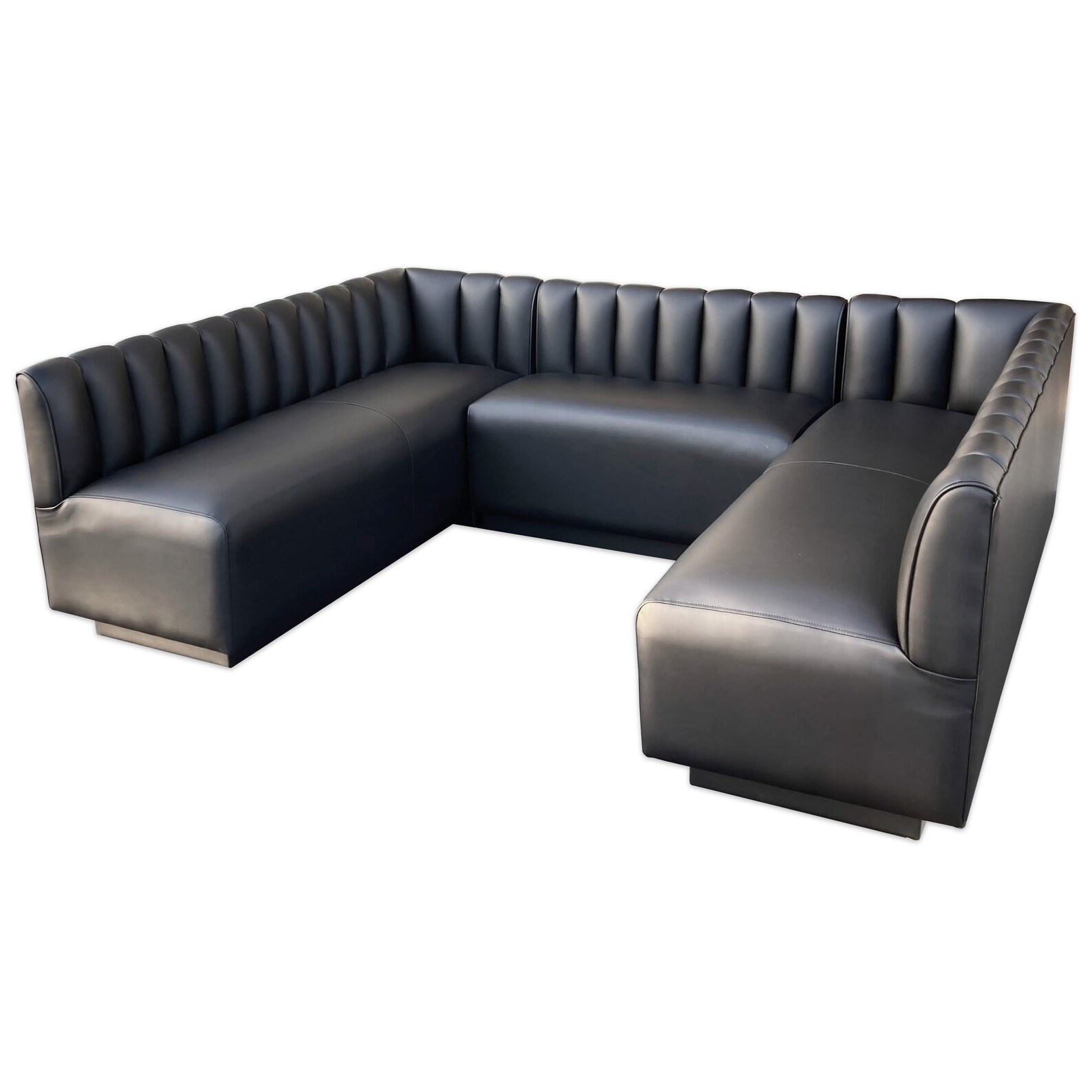 Black U Shaped Banquette, Faux Leather Dining Bench, Modern Black ...