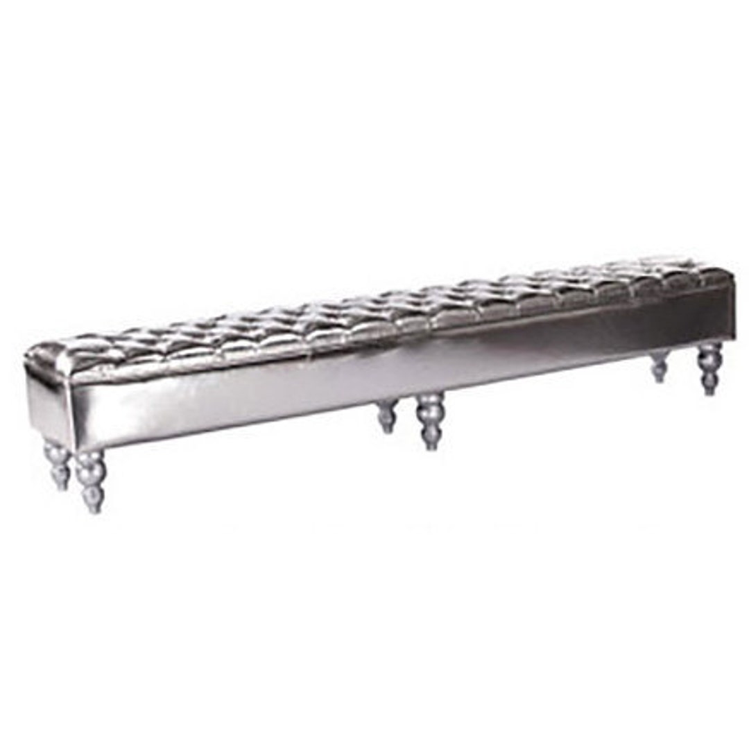 Metallic Silver Tufted Bench - Etsy