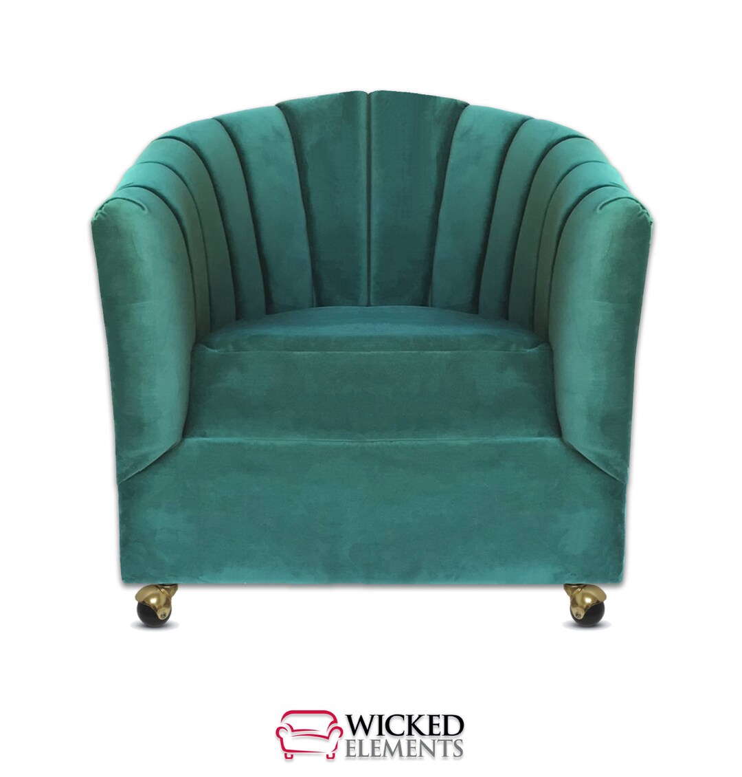 Emerald Armchair, Green Velvet Chair, Channel Tufted Arm Chair in ...