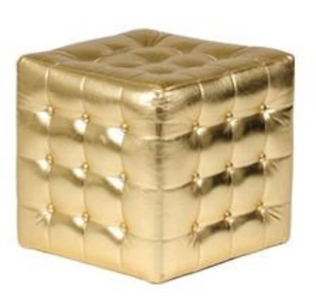 Gold Ottoman, Tufted Square Ottoman - Etsy
