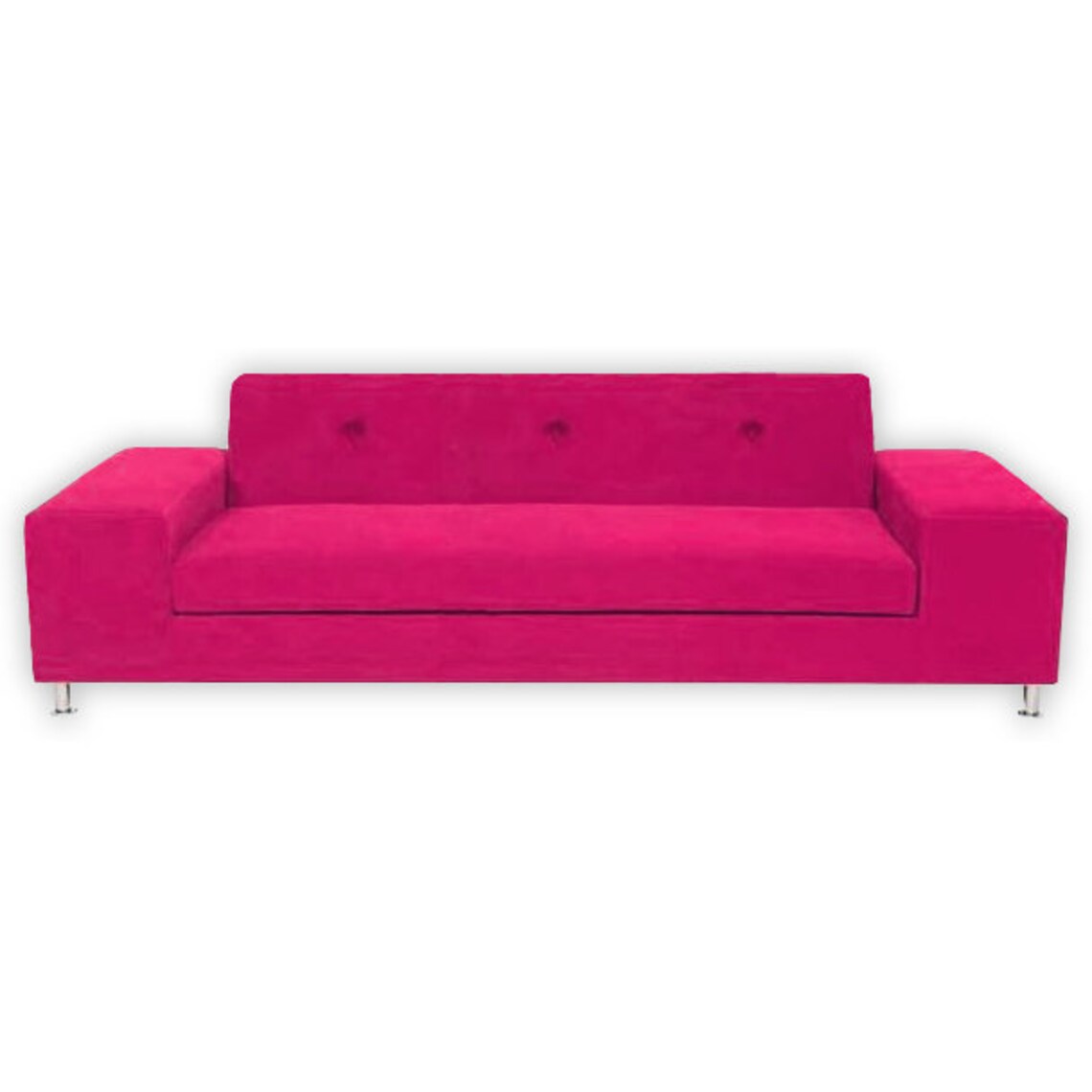 Fuchsia Velvet Upholstered Custom Modern Sofa Fuchsia Velvet - Etsy
