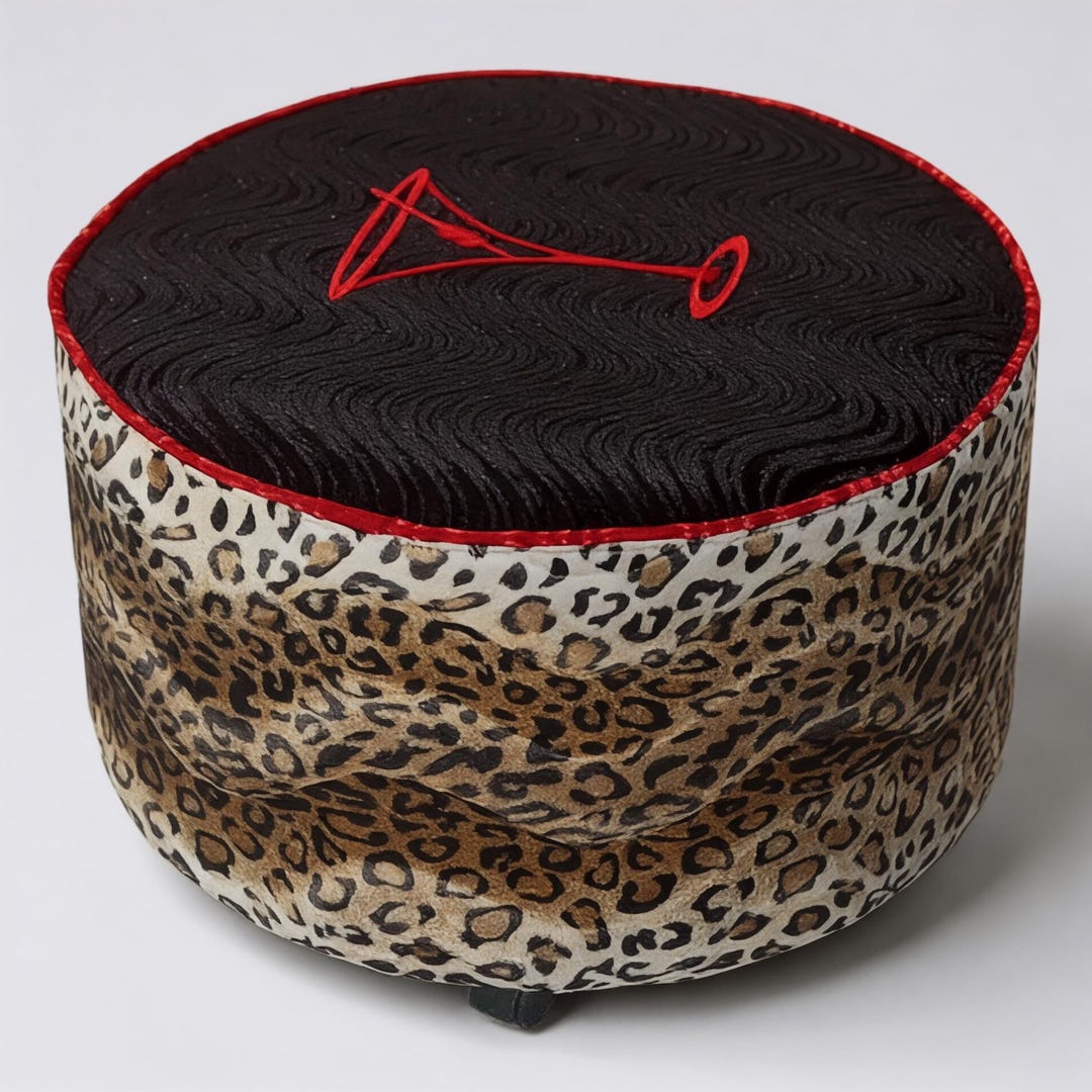 Leopard Martini Glass Ottoman | Custom Round Animal Print Footstool - Etsy